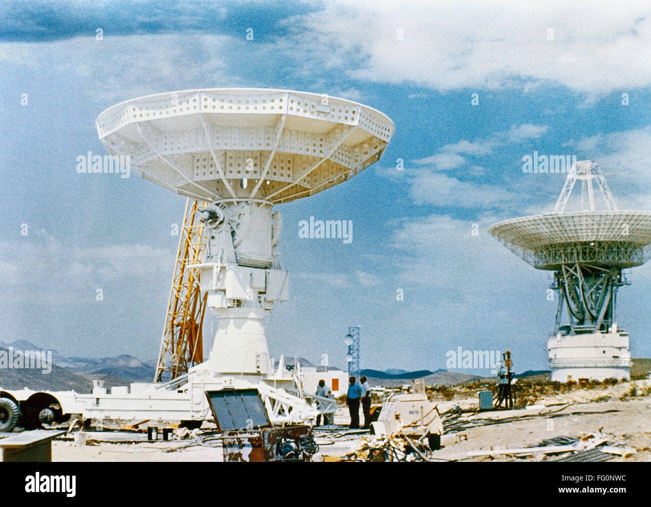 SPACE: ANTENNA, 1974. /nA portable ARIES antenna at the Goldstone ...