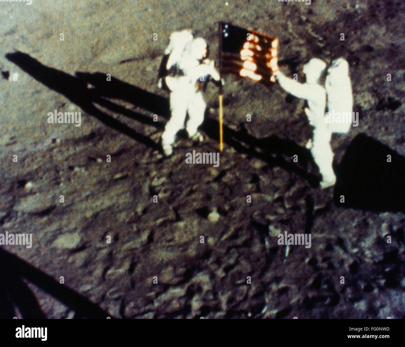 APOLLO 11: FLAG, 1969. /nAstronauts Neil Armstrong (left) and Edwin ...