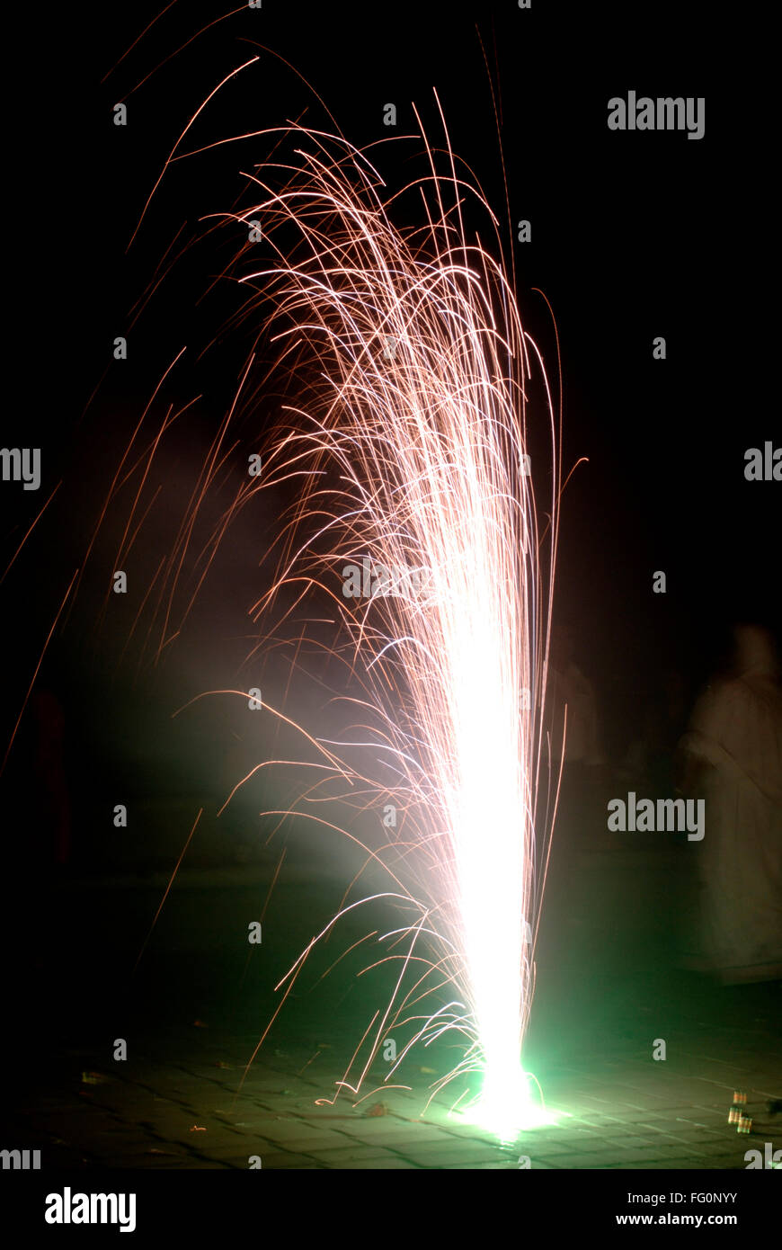Ignited flower pot crackers firework for celebrating Diwali deepawali ...