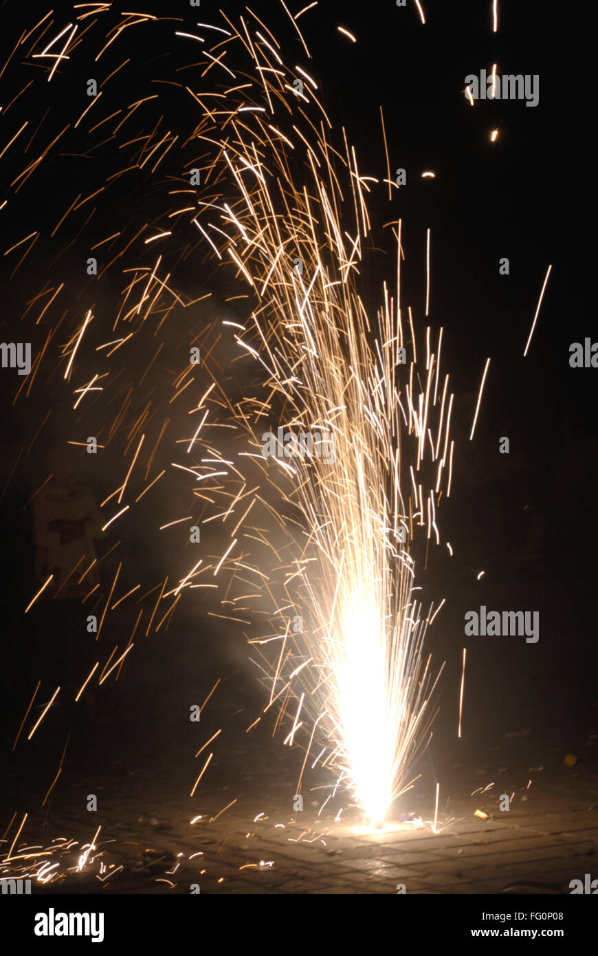 Ignited flower pot crackers firework for celebrating Diwali deepawali ...