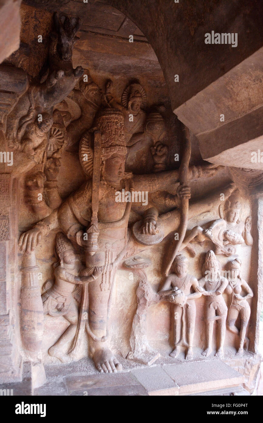Statue of Lord Vishnu At Badami Chalukya Cave Trivikrama Demon King Is ...