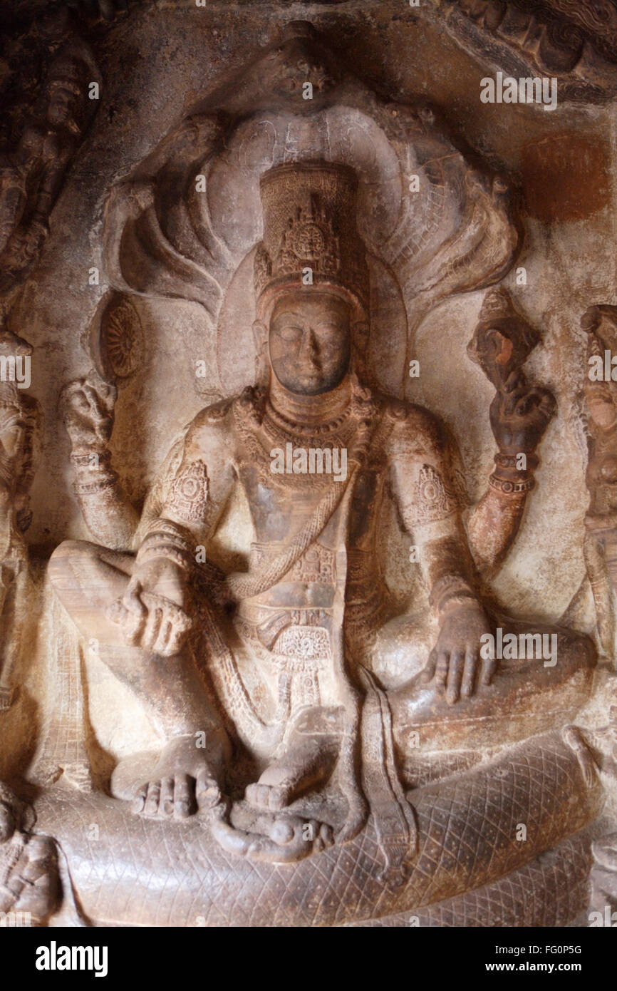 Sculpture Vishnu seated sesha Lalitasana posture royal ease cosmic ...