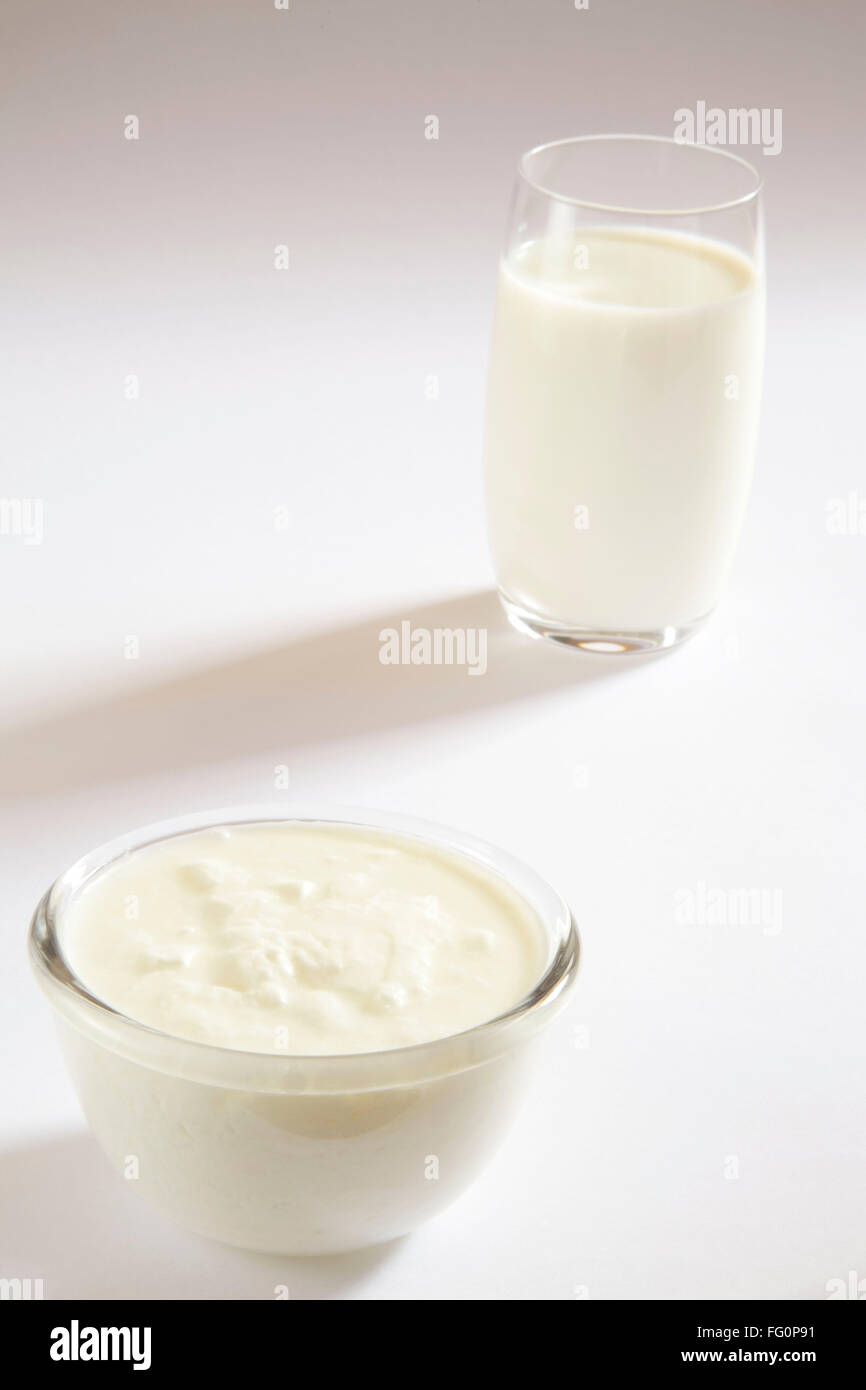 Glass of milk curd yoghurt dahi home or dairy product Stock Photo - Alamy