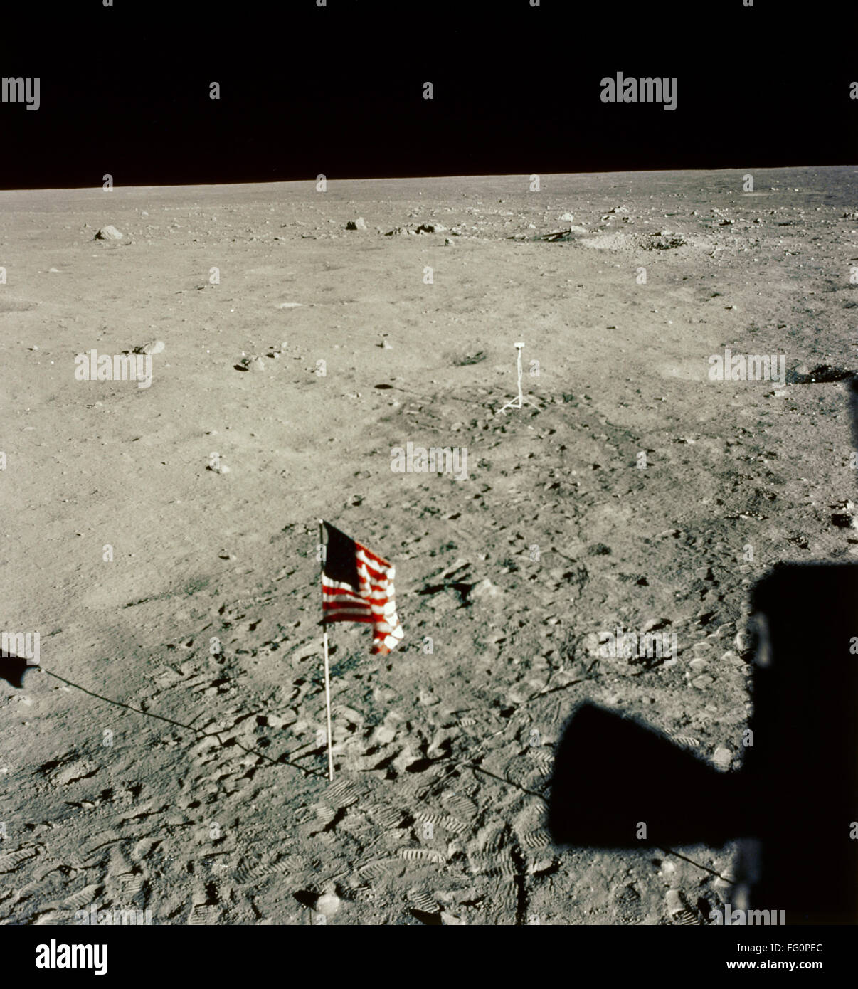 APOLLO 11: FLAG, 1969. /nAmerican flag planted on the surface of the ...