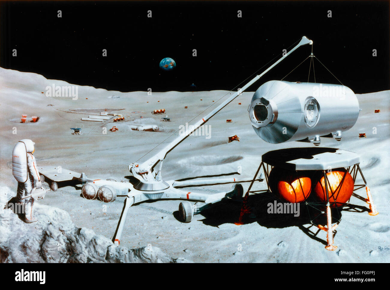 SPACE: LUNAR CRANE, 1984. /nArtist's conception of a lunar crane in ...