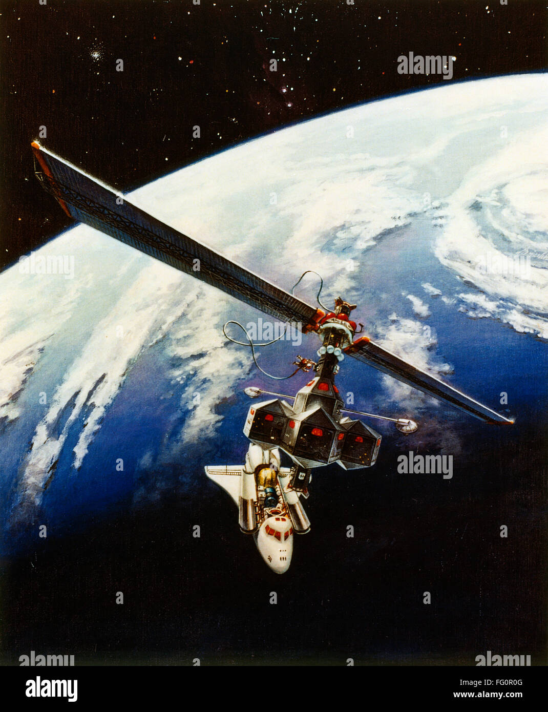 SPACE SHUTTLE: SATELLITE. /nA satellite equipped with solar panels is ...