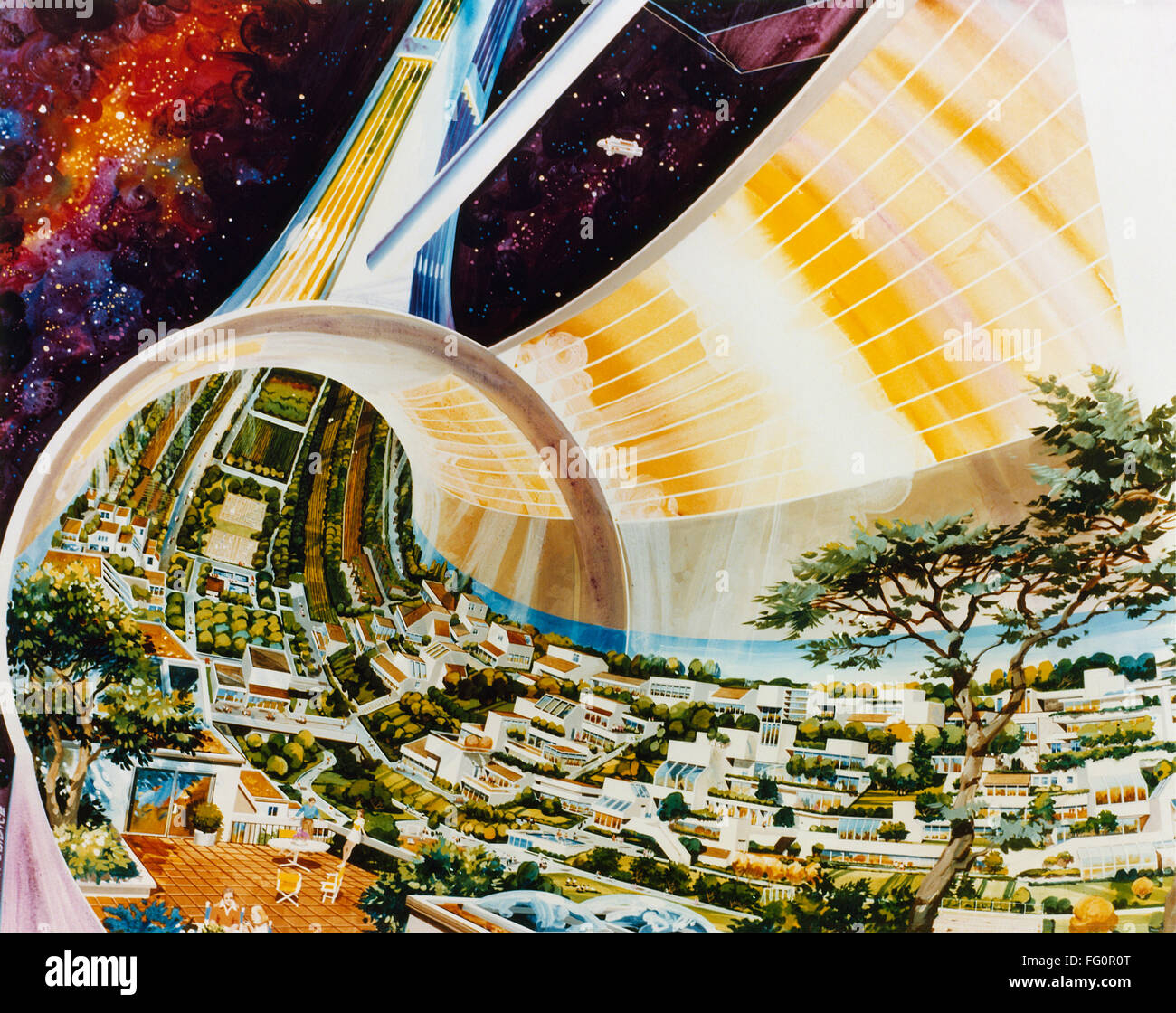 SPACE COLONY, 1975. /nDesign for a space colony built from materials ...