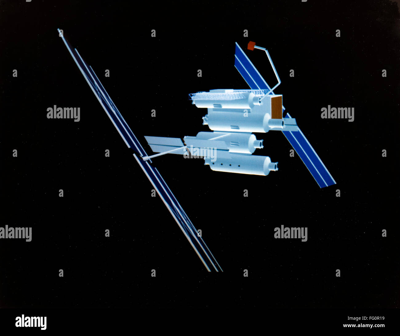 BOEING SPACE STATION, c1983. /nComputer graphic of a space station with ...