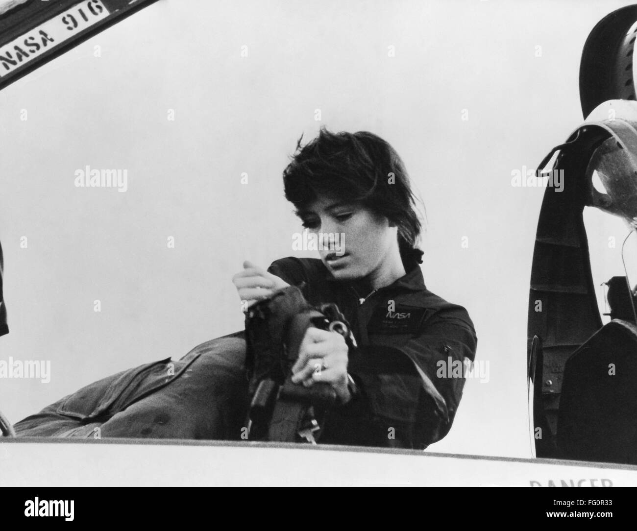 ANNA LEE FISHER (1949- )./nAmerican astronaut. Photographed preparing ...