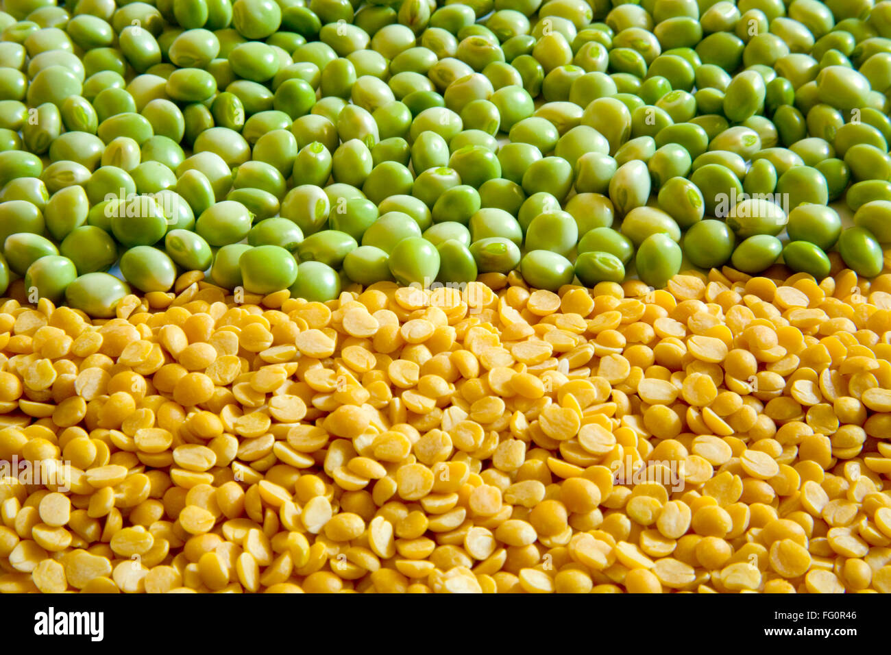 Grain , fresh green and yellow split lentils toor arhar dal lens ...