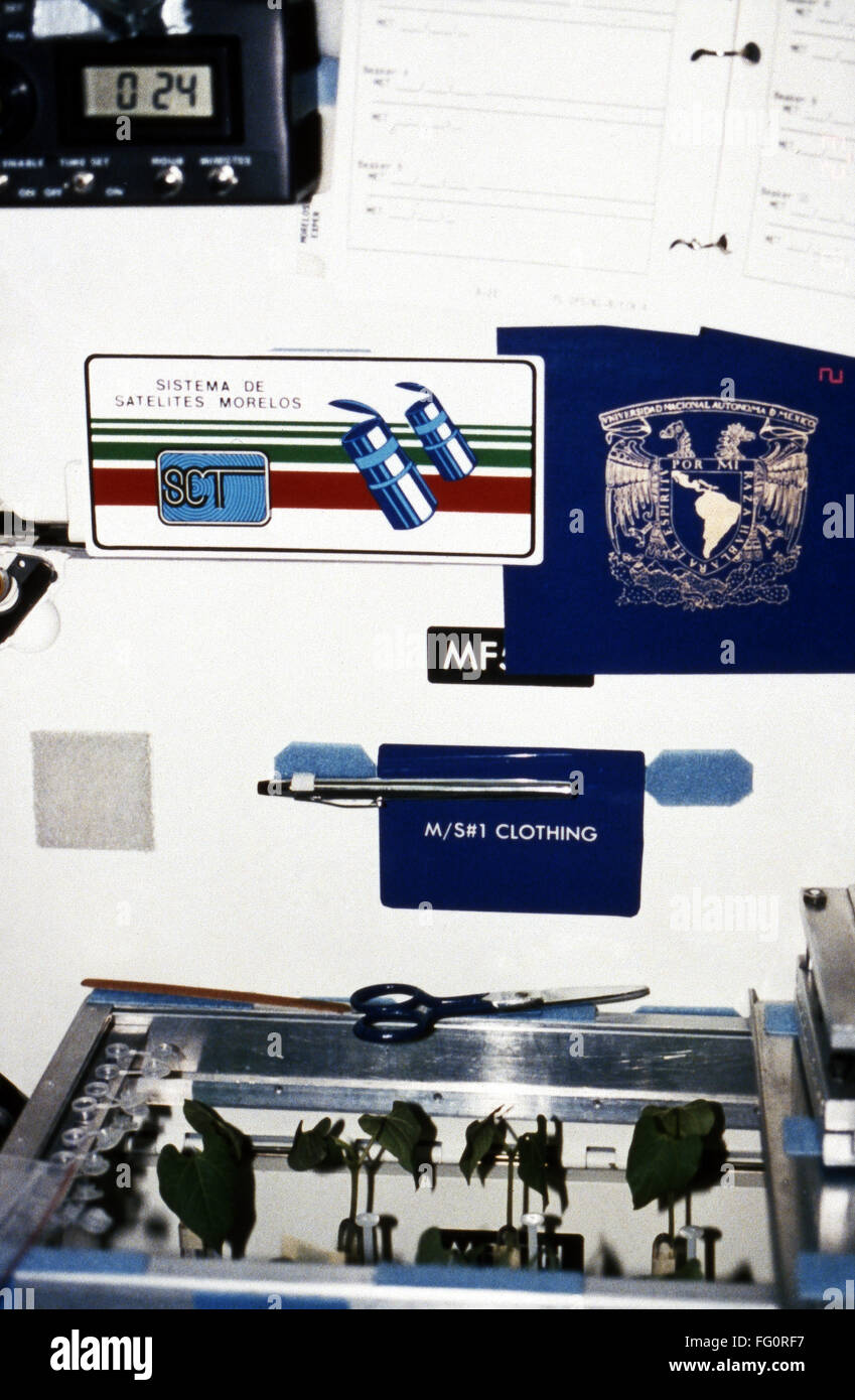 SPACE: SPACE SHUTTLE, 1985. /nView of the locker and belongings ...