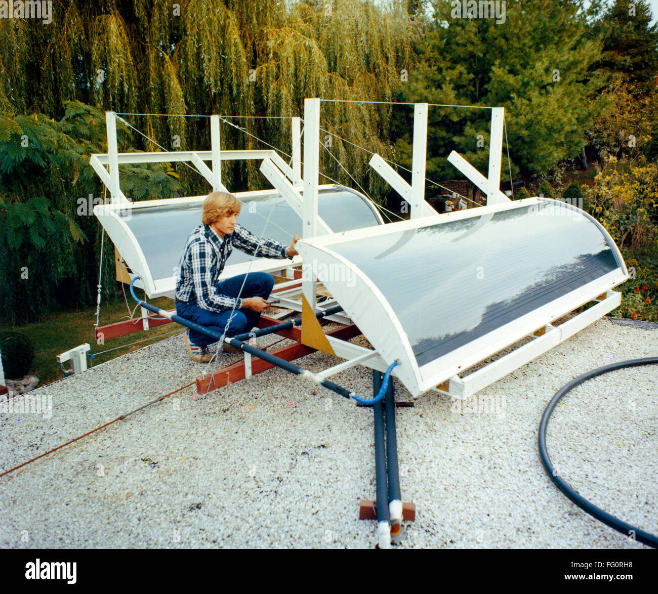 SOLAR PANELS, 1981. /nCivil engineer Peter Kask equips his home with ...