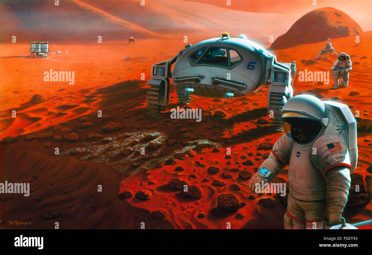 MARS: EXPLORATION. /nConceptual artwork of a robotic lander, rover and ...