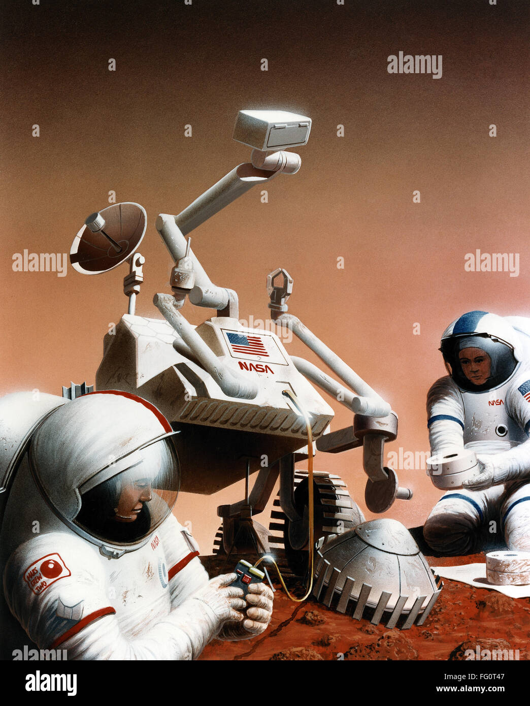 MARS: EXPLORATION. /nConceptual artwork of astronauts replacing the ...