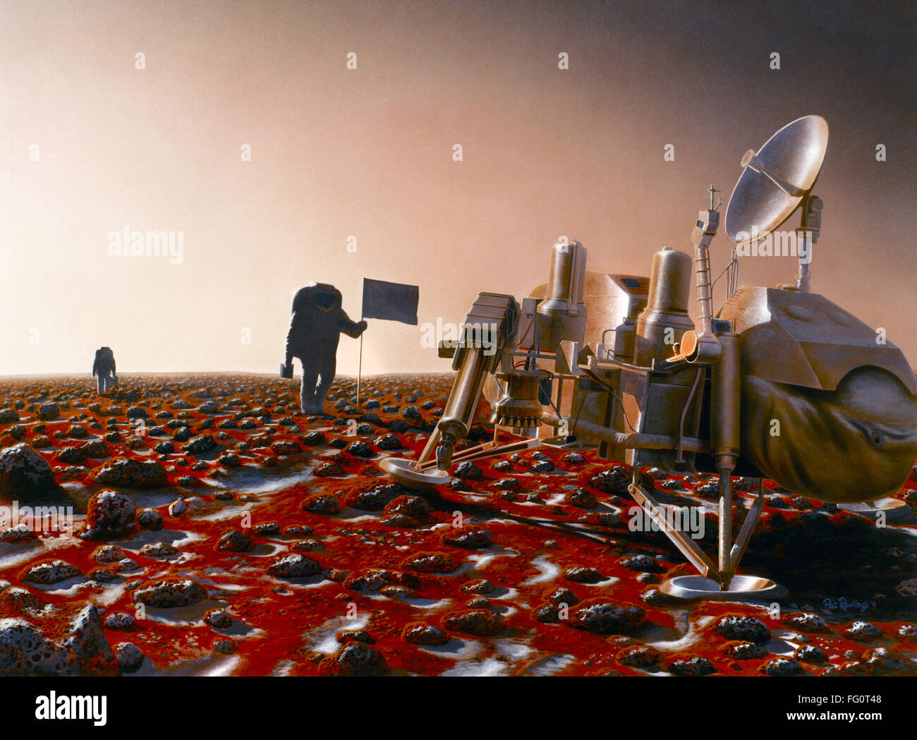 MARS: EXPLORATION. /nConceptual artwork of astronauts visiting the site ...