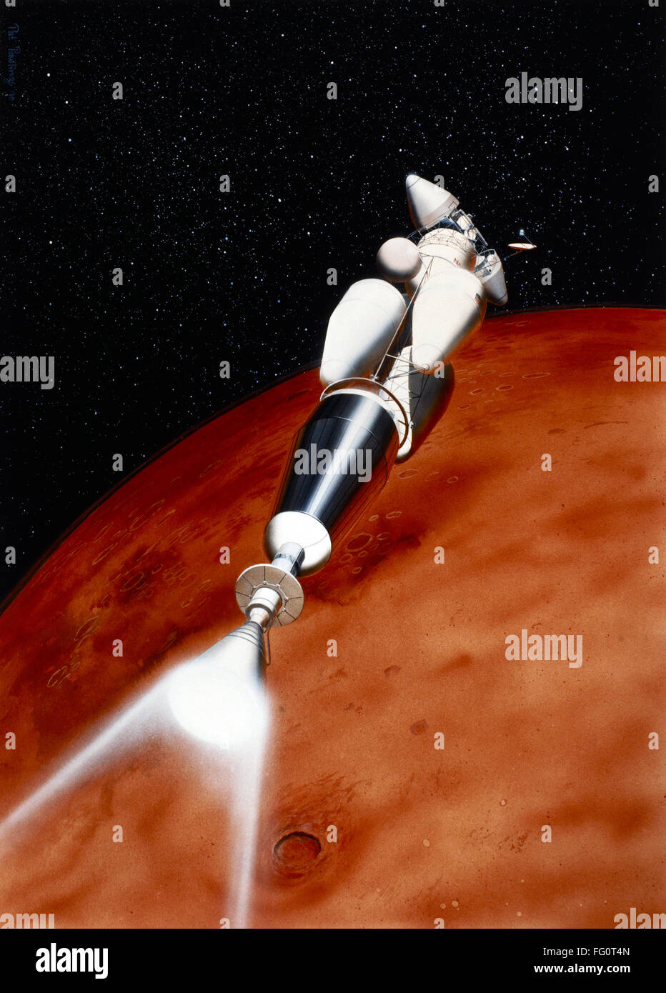 MARS: EXPLORATION. /nConceptual artwork of a nuclear thermal rocket and ...