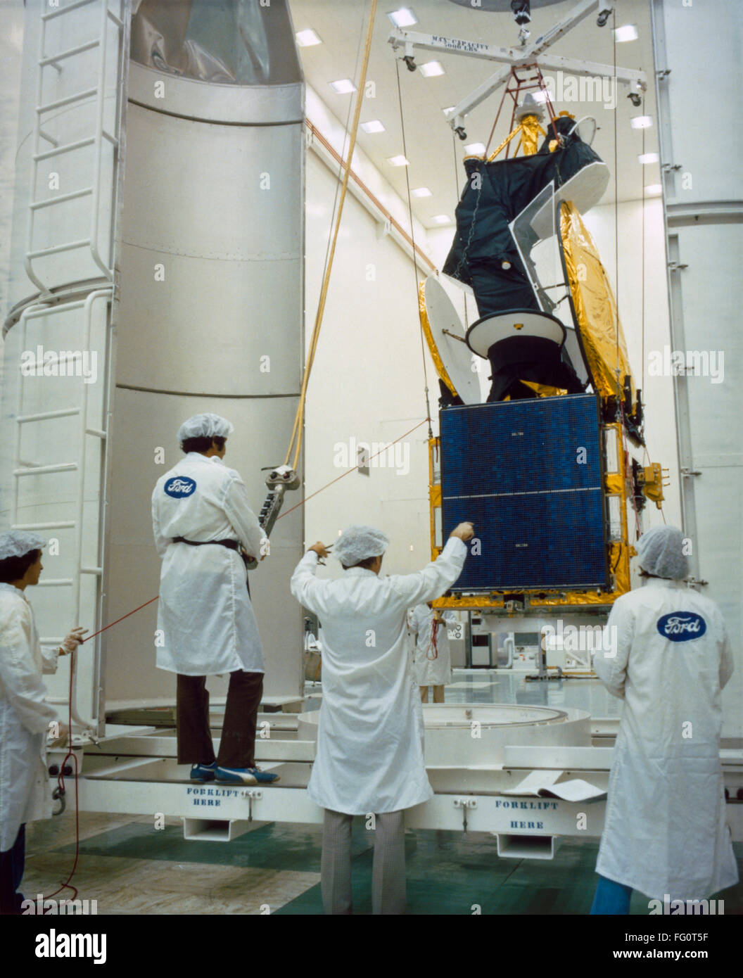 SATELLITE: INTELSAT V, 1980. /nThe INTELSAT V satellite is enclosed in ...
