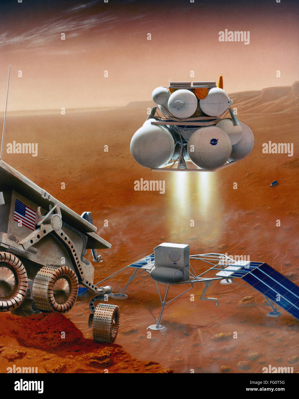 MARS: EXPLORATION. /nConceptual artwork of an ascent vehicle lifting ...