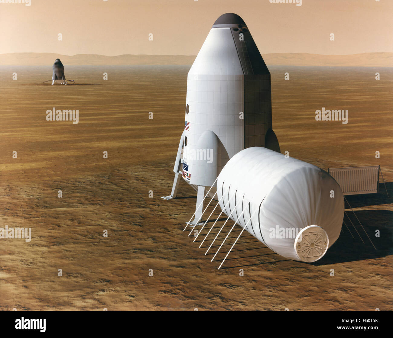 MARS: EXPLORATION. /nConceptual artwork of a spacecraft on Mars ...