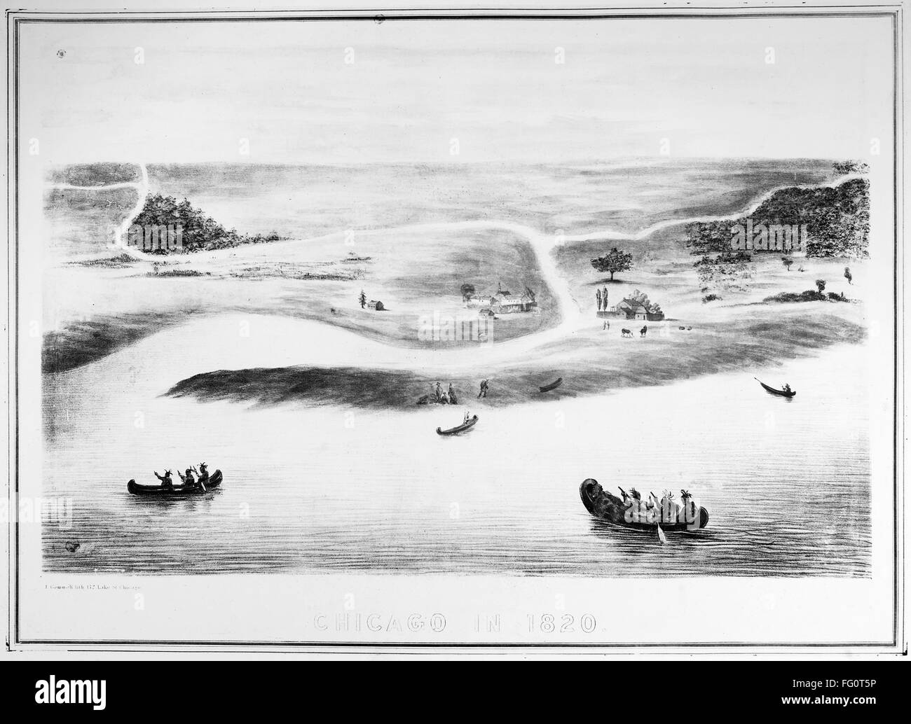 CHICAGO, 1820. /nChicago as it looked in 1820, with Jean Baptiste ...