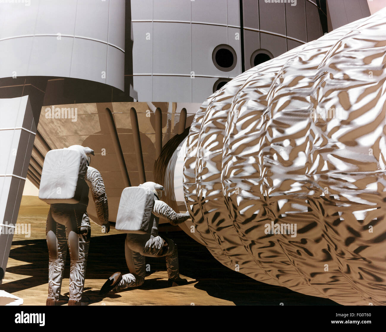 MARS: EXPLORATION, 1997. /nConceptual artwork of astronauts attaching ...
