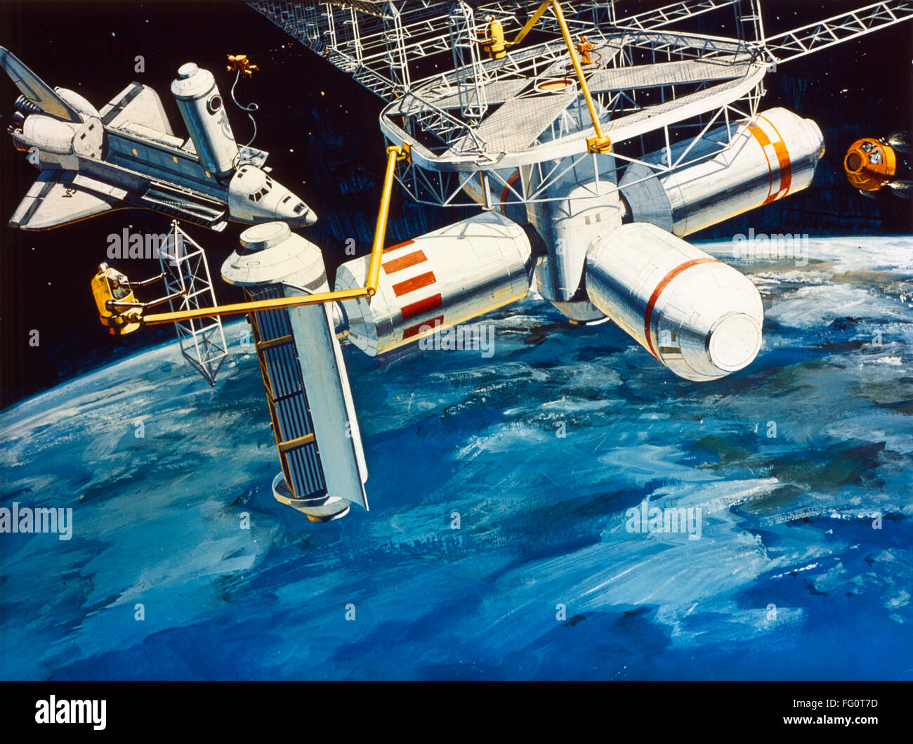 SPACE: SPACE STATION, 1976. /nConcept drawing of a manned space station ...