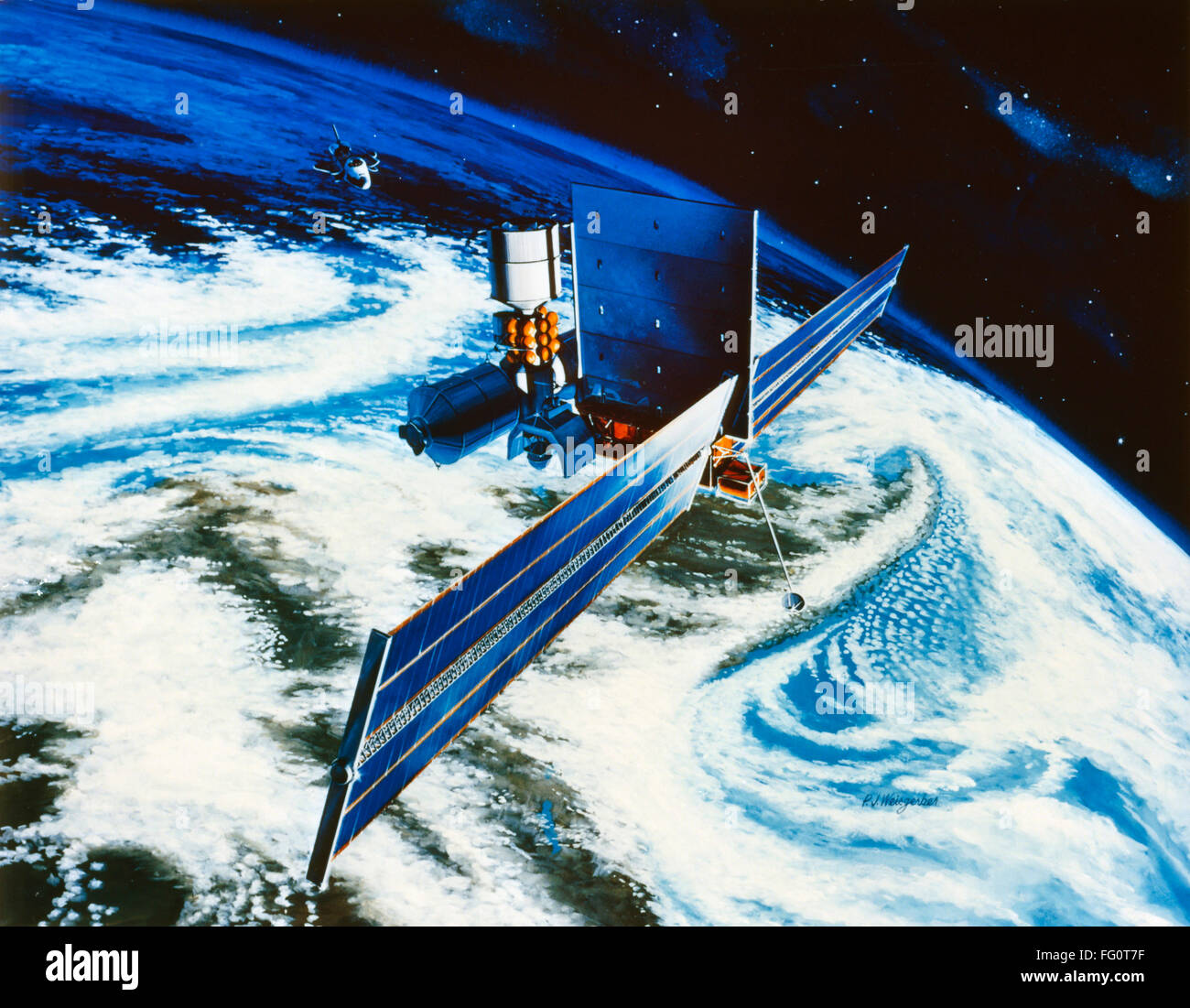 SPACE: SPACE STATION, 1982. /nConcept drawing for a manned Space ...