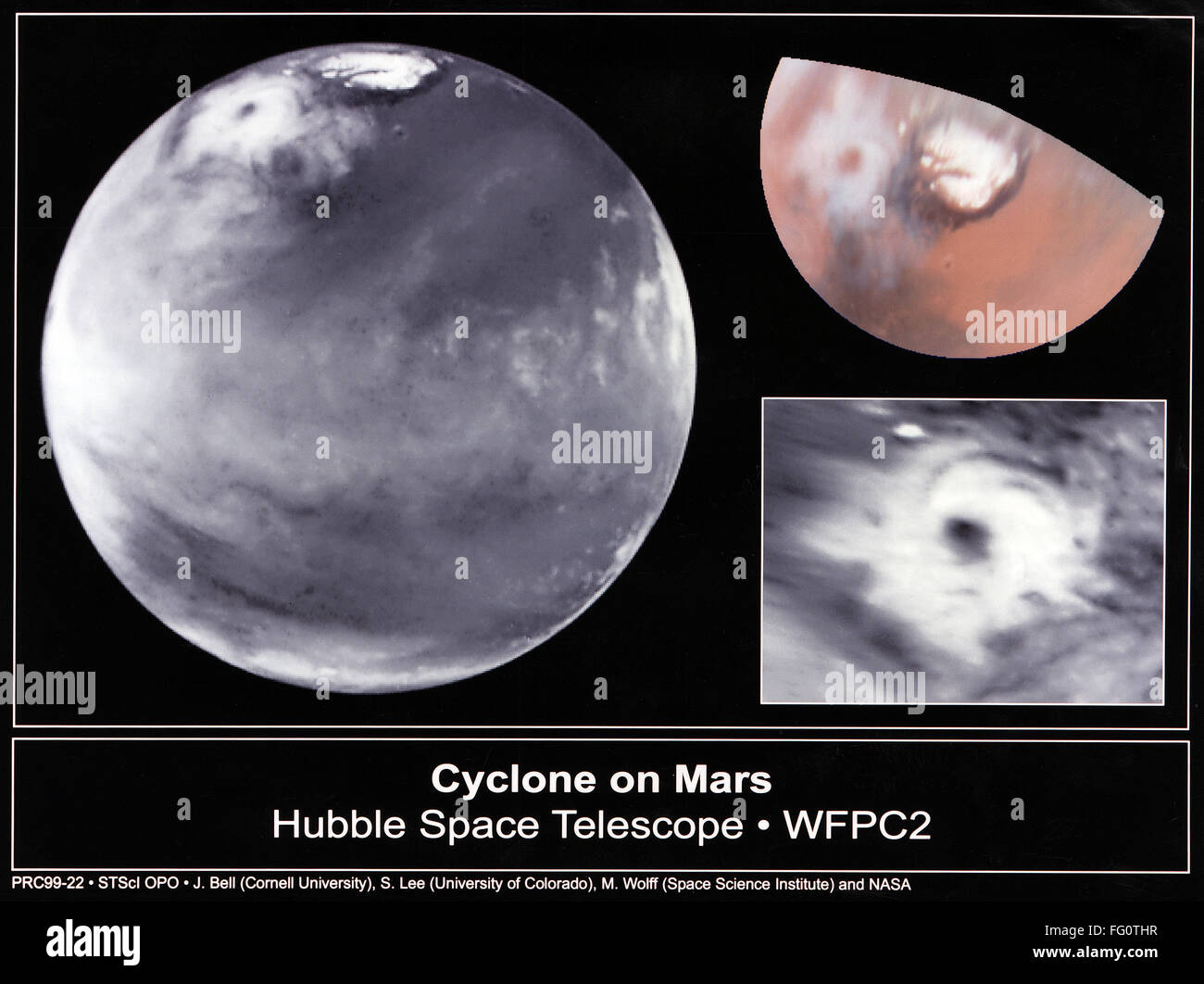 HUBBLE: MARS. /nThree views of a polar cyclone on Mars, photographed by ...