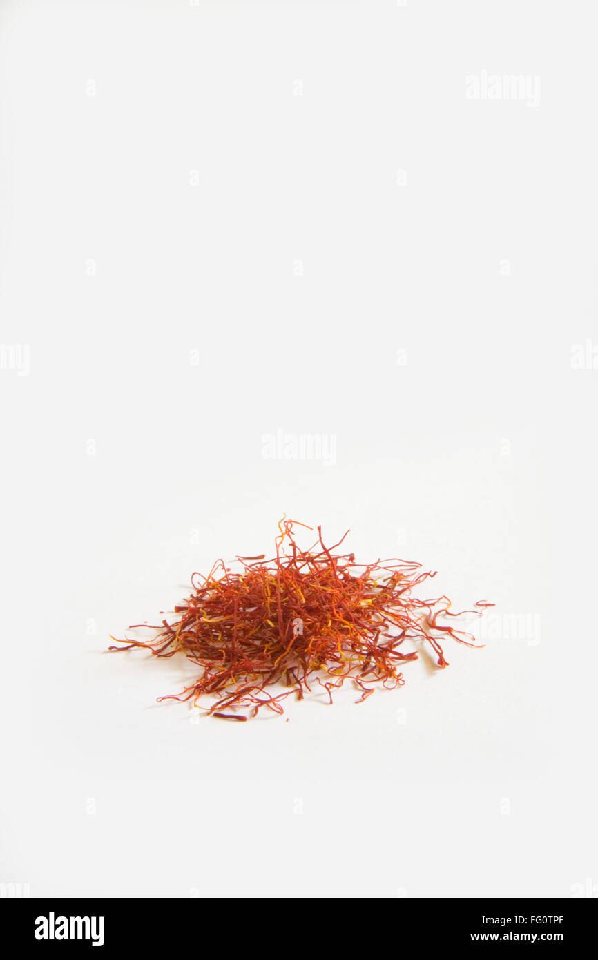 Indian spice , Saffron Kesar Crocus sativus on white background Stock ...