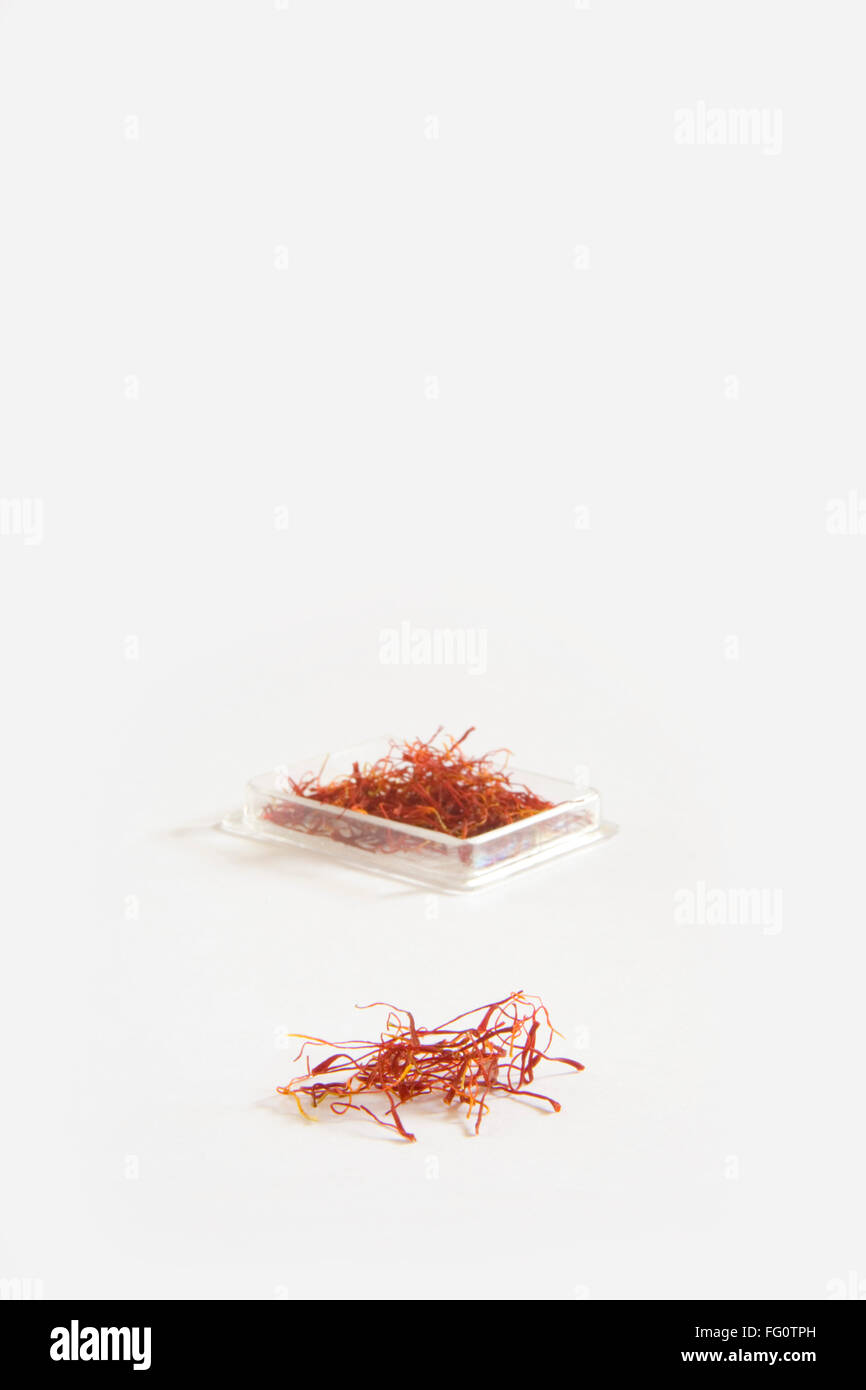 Indian spice , Saffron Kesar Crocus sativus on white background Stock ...