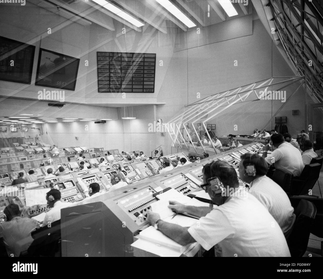 APOLLO 11: LAUNCH CONTROL. /nEngineers at the Launch Control Center's ...