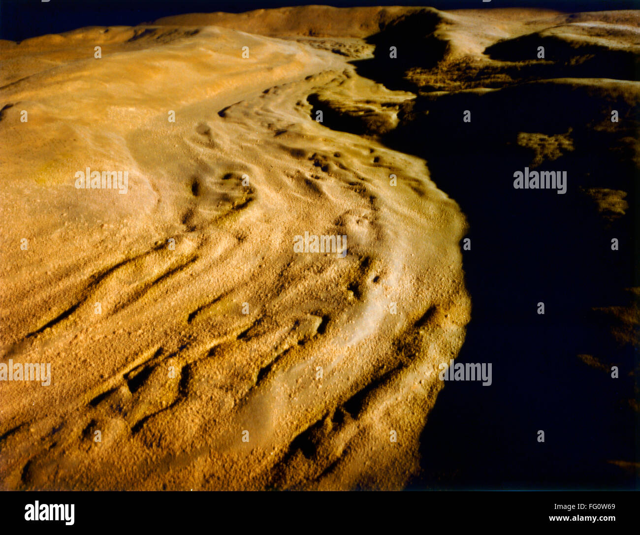 MARS: LANDSCAPE, 1974. /nA model of valleys and channels on Mars, based ...