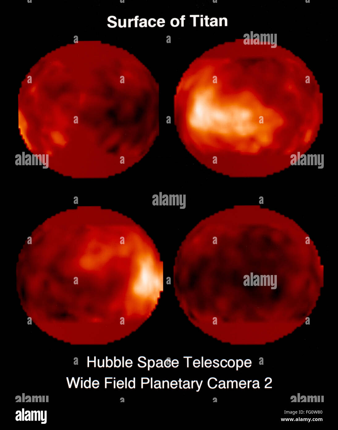 SATURN: TITAN, 1994. /nFour views of the surface of Titan, the largest ...
