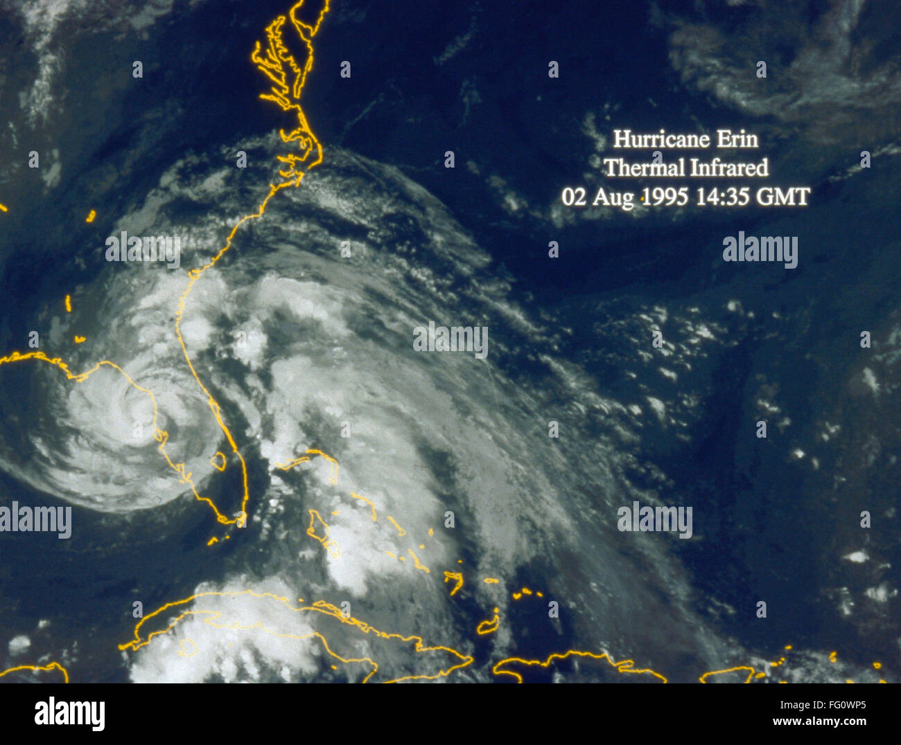 HURRICANE ERIN, 1995. /nHurricane Erin in the Atlantic Ocean, off the ...