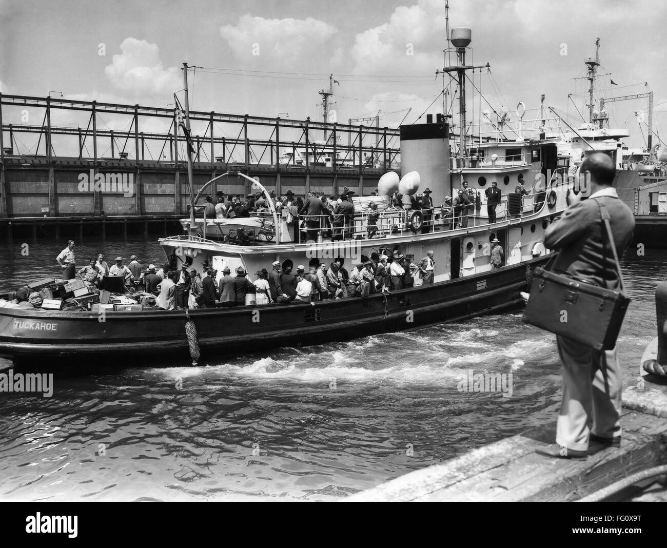 DEPORTATION, 1948. /nNazis, Germans and Polish deportees aboard a U.S ...