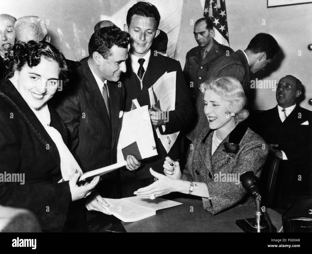 IMMIGRATION, 1953. /nItalians receiving American visas at the U.S ...