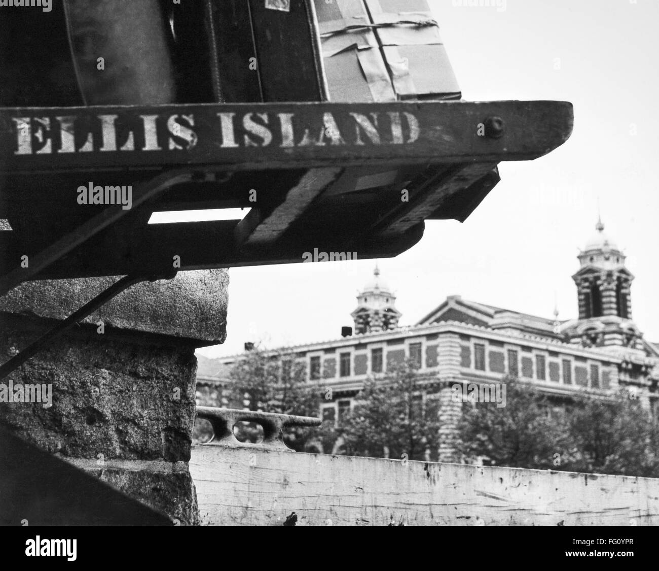 ELLIS ISLAND, 1954. /nA view of the main building at Ellis Island ...