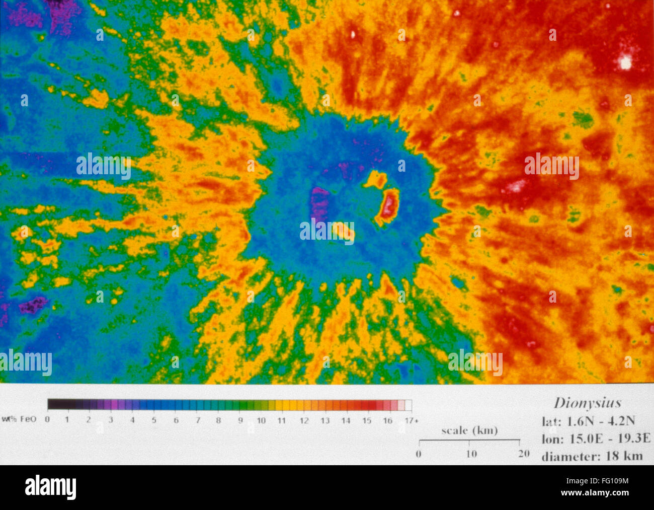 MOON: DIONYSIUS CRATER. /nMap of the iron concentrations of the ...