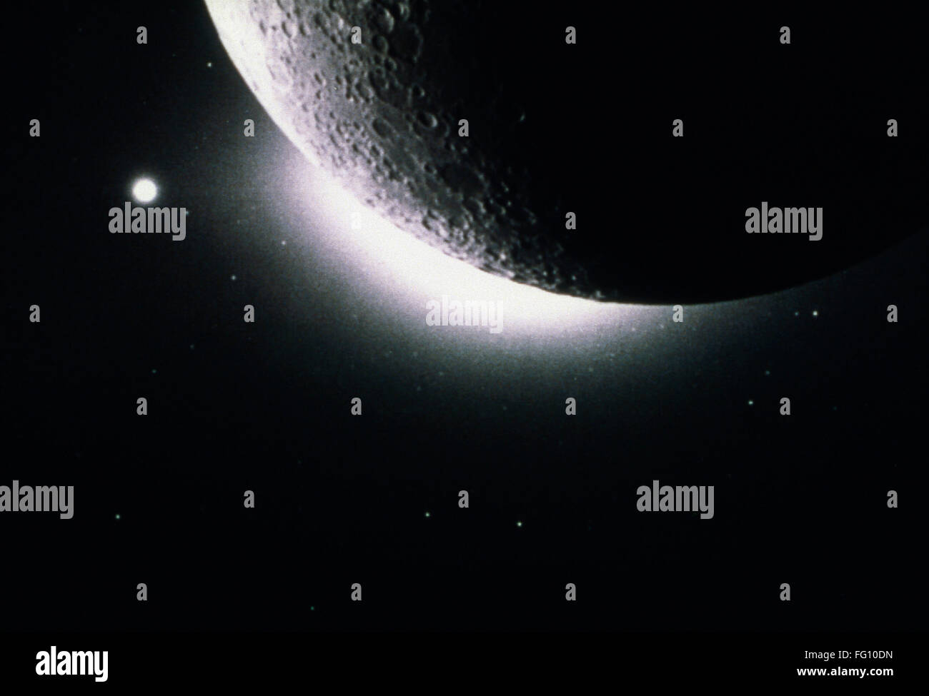 MOON: EARTHSHINE. /nPhotograph of the moon showing the bright glow of ...