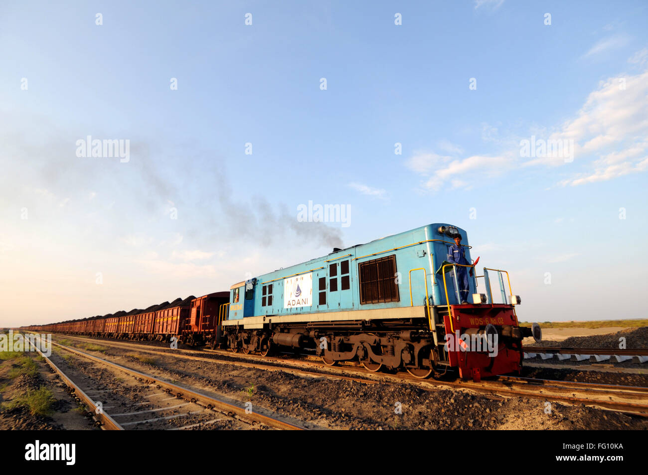 Goods train at Adani Power ; Mundra ; Kutch ; Gujarat ; India Stock ...