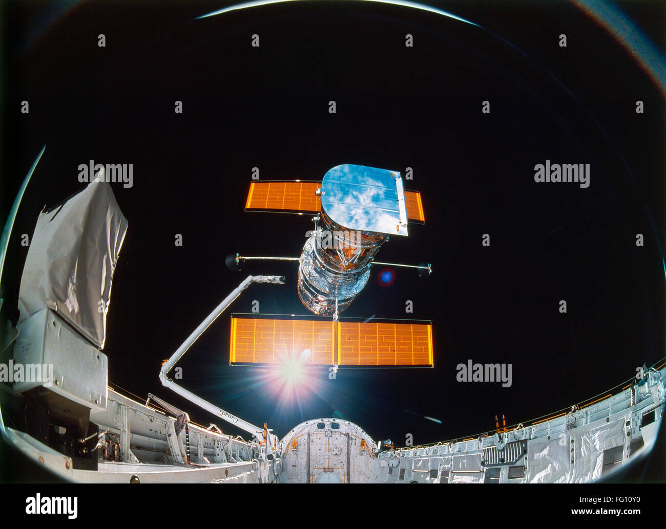 HUBBLE TELESCOPE, 1990. /nThe Hubble Space Telescope, during its ...