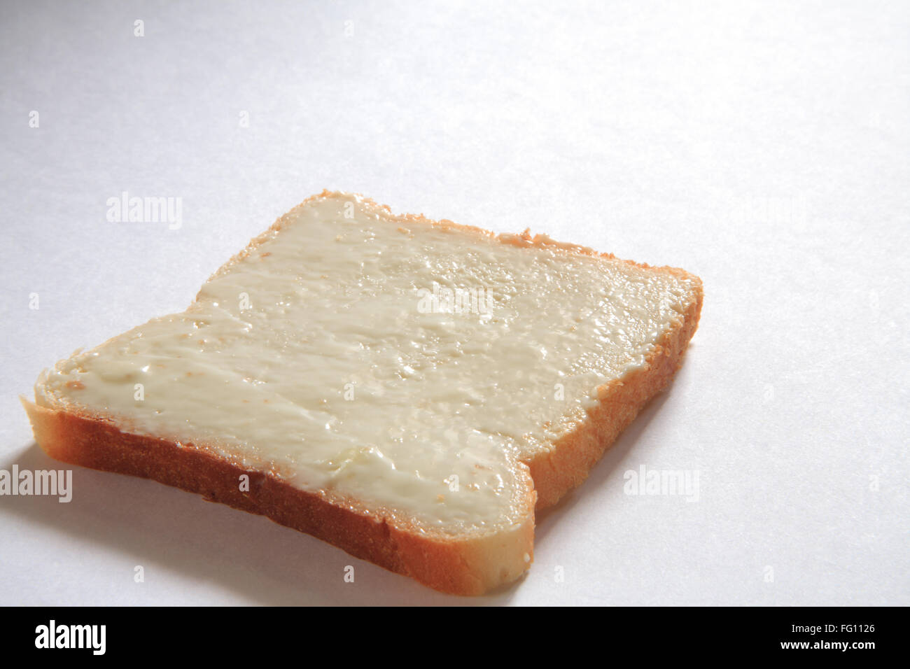 Breakfast food , bread cheese spread on white background Stock Photo ...