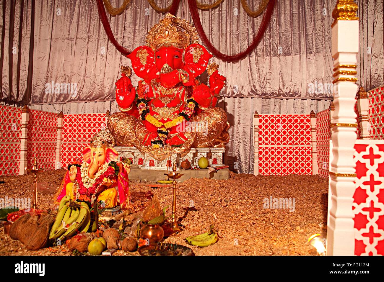 Indian festival Ganesh chaturthi celebration clay idol of ganpati ...
