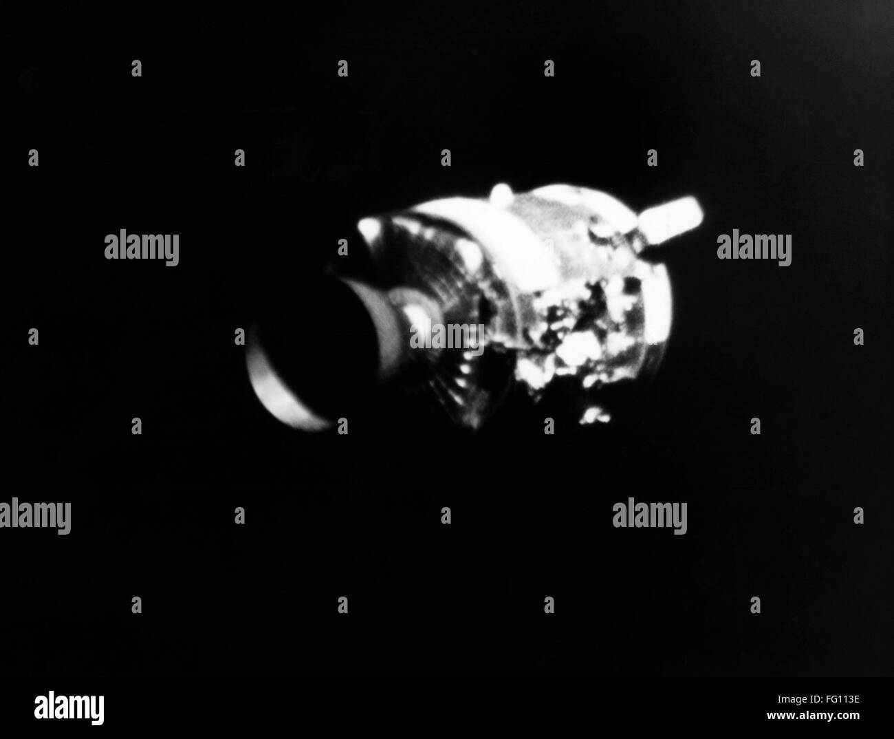 APOLLO 13: SERVICE MODULE. /nThe severely damaged Apollo 13 service ...