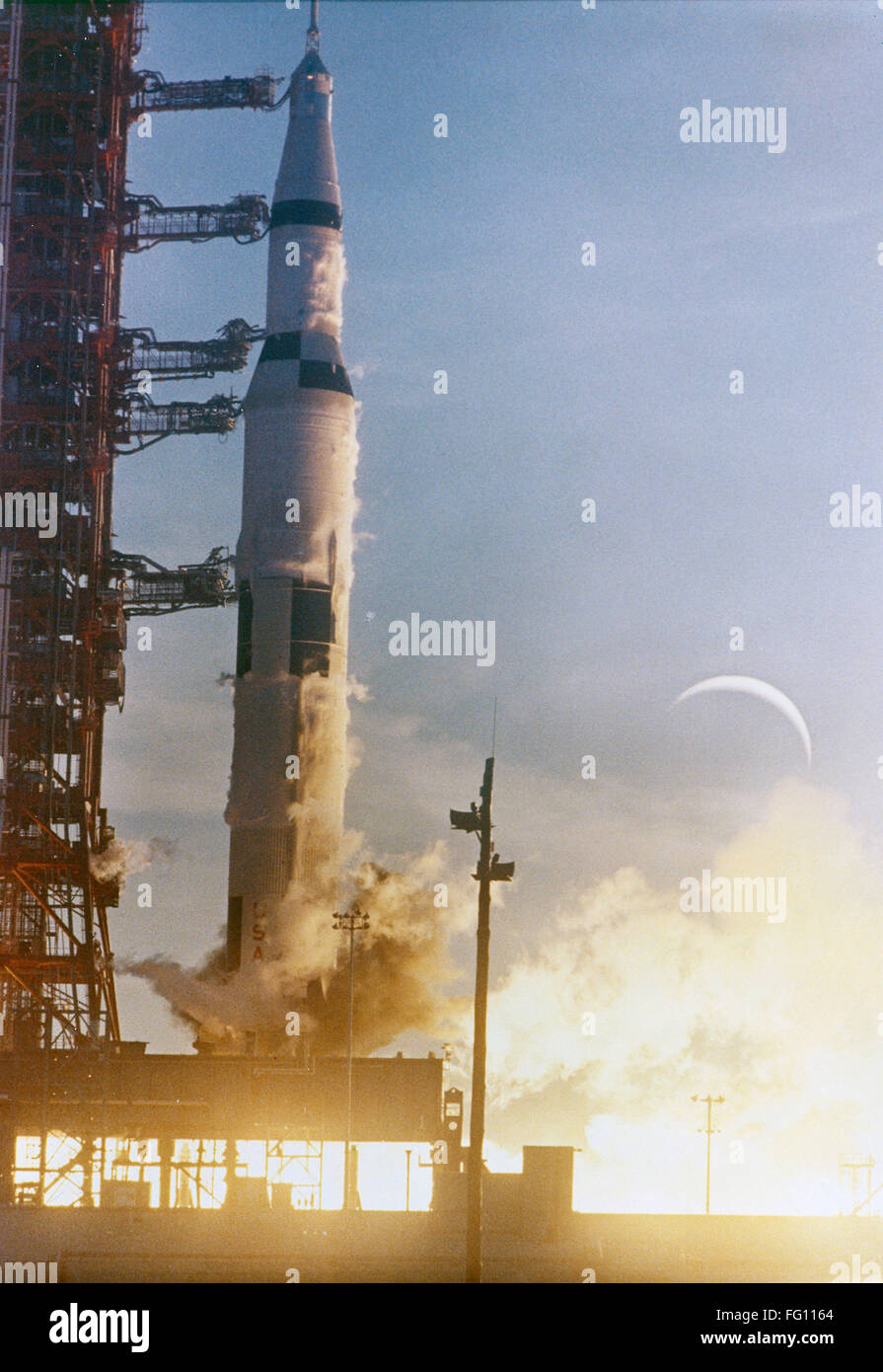 APOLLO 8: LAUNCH, 1968. /nDouble-exposure photograph of the launch of ...