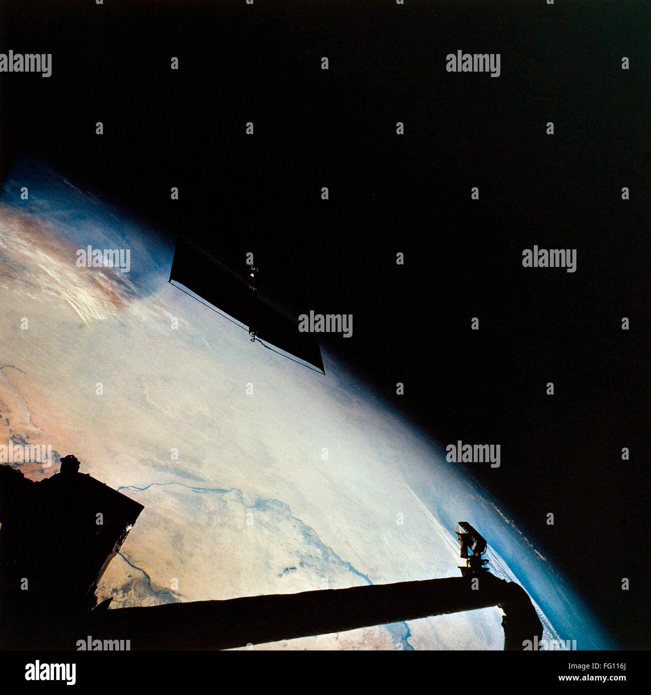 SPACE: HUBBLE, 1993. /nThe damaged solar array panel from the Hubble ...