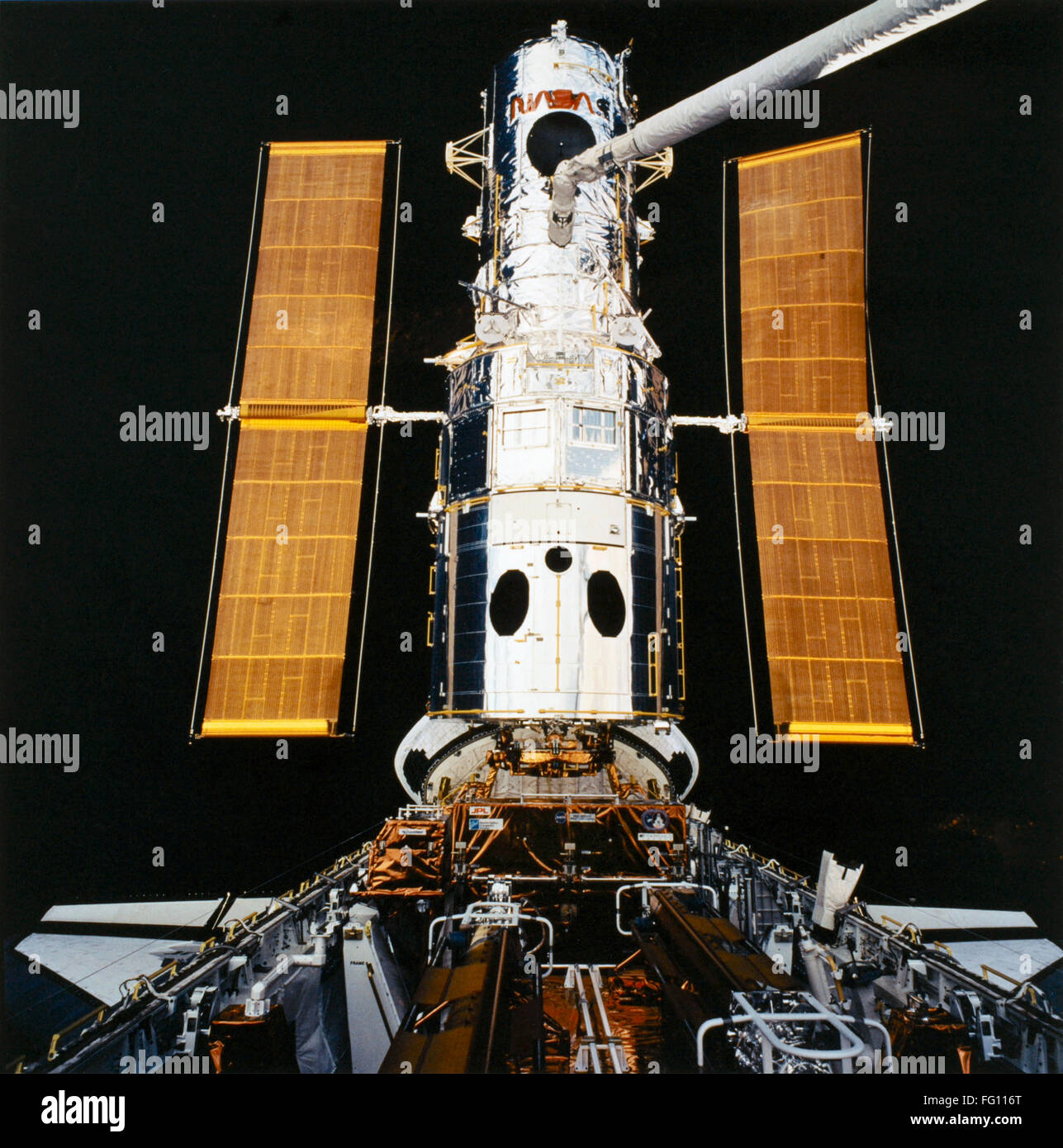 SPACE: HUBBLE, 1993. /nThe landing of the Hubble Space Telescope on the ...