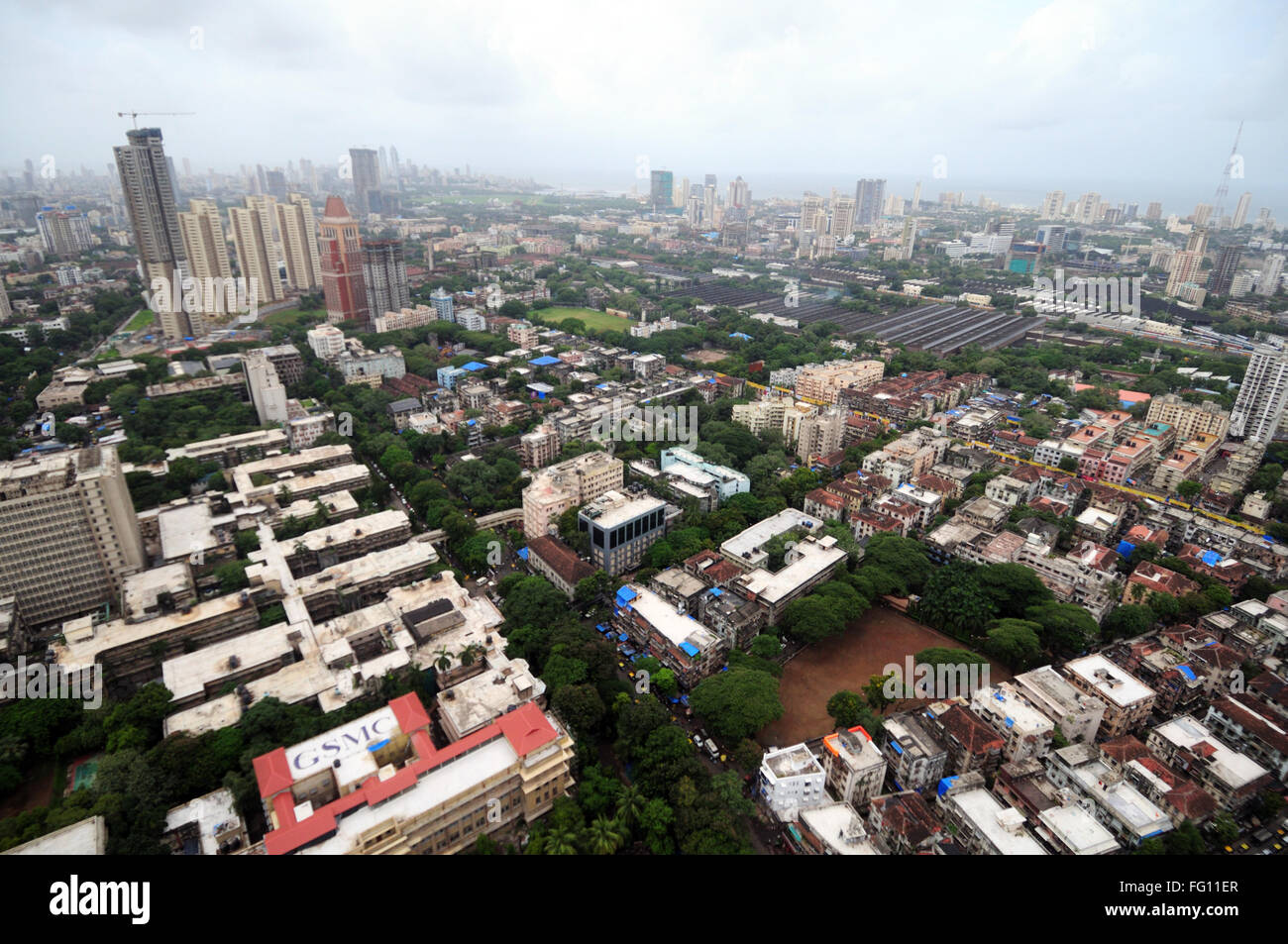 aerial view of kem. hospital and parel with lalbaug ; Bombay Mumbai ...