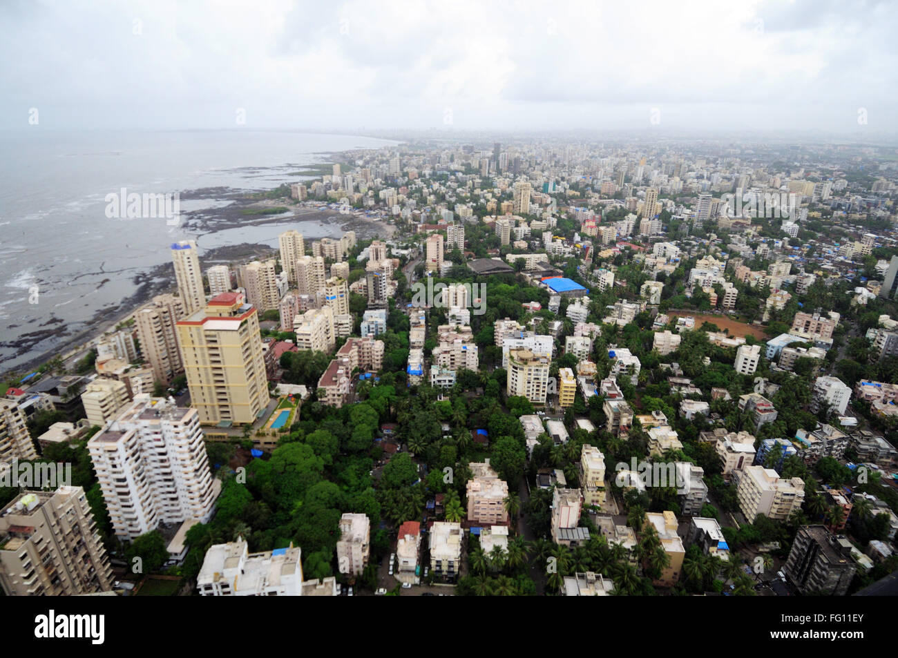 aerial view of bandra band stand ; Bombay Mumbai ; Maharashtra ; India ...