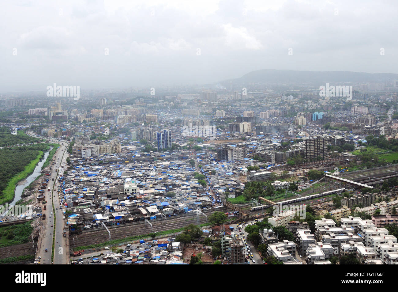 aerial view of dharavi slum ; Bombay Mumbai ; Maharashtra ; India Stock Photo - Alamy